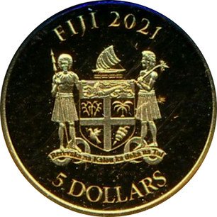 Fijian Gold 5 Dollars "Mars Touchdown" 2021 | coinscatalog.NET