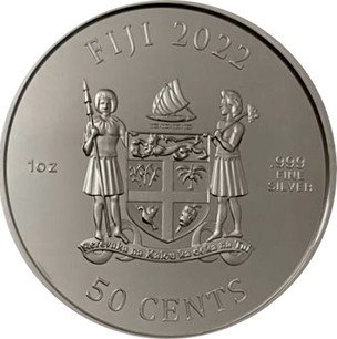 Fijian 1 Oz Silver 50 Cents "Ancient Warrior. Samurai" 2022 KM# 1049 ...