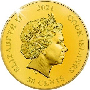 Cook Islands Gold plated Copper 50 Cents "Golden Age Shield" 2021 ...