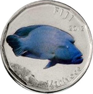 Fijian Nickel plated Steel 50 Cents "Varivoce. Coloured" 2012 KM# 335a ...