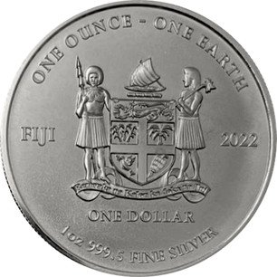 Fijian 1 Oz Silver One Dollar "One Earth" 2022 | coinscatalog.NET