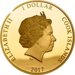 Cook Islands Gold plated Copper-Nickel 1 Dollar "Elizabeth II. Princess ...