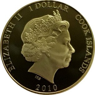 Cook Islands Gold plated Copper-Nickel 1 Dollar "Elizabeth in Violet ...
