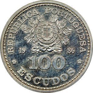 Portuguese 100 Escudos "13th World Cup Football. Prova" 1986 KM# E1 ...