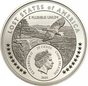 Cook Islands Copper-Nickel 25 Cents "Lost States of America. State of ...