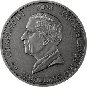 Cook Islands 5 Oz Silver 25 Dollars "Charles III Norse Gods" 2024 ...