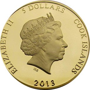 Cook Islands Gold plated Copper-Nickel 5 Dollars "Diamond Jubilee" 2013 ...
