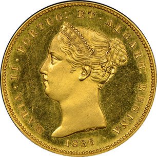 Portuguese Gold 5000 Reis "Maria II Pattern" 1836 KM# Pn98 ...