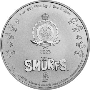 Niuean 1 Oz Silver Two Dollars "Smurfs. Smurfette" 2023 | coinscatalog.NET