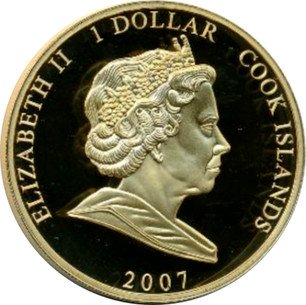 Cook Islands Gold plated Copper-Nickel 1 Dollar "Elizabeth II and ...