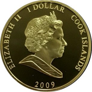 Cook Islands Gold plated Copper-Nickel 1 Dollar "Elizabeth II in suit ...
