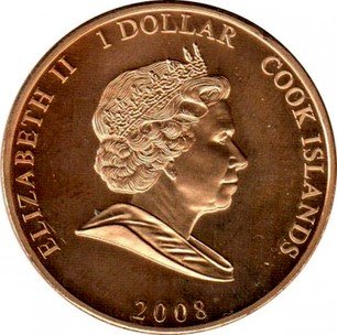 Cook Islands Gold plated Copper-Nickel 1 Dollar "Princess Diana. In red ...