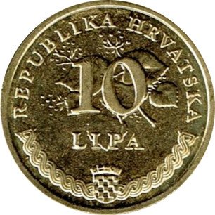 Croatian Brass plated Steel 10 Lipa "Circulation Coin. Tobacco" 1994 ...