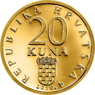 Croatian 1/25 Oz Gold 20 Kuna "King Tomislav" 2010 KM# 95 ...