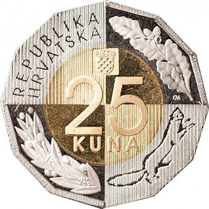 Croatian Bi-Metallic 25 Kuna "25th Anniversary of Independence of the ...