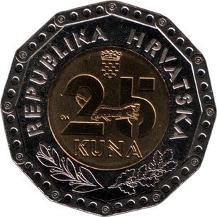 Croatian Bi-Metallic 25 Kuna "75th Anniversary of Croatian Association ...
