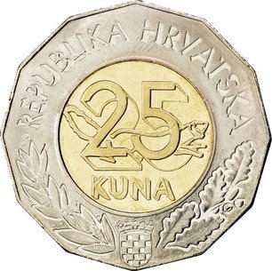 Croatian Bi-Metallic 25 Kuna "Birth of New Millennium" 2000 KM# 65 ...