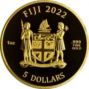 Fijian 1 Oz Gold 5 Dollars "Cats" 2022 | coinscatalog.NET