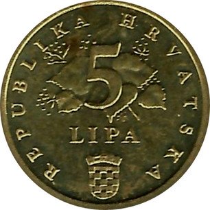 Croatian Brass plated Steel 5 Lipa "Circulation Coin. Oak" 1994-2022 KM ...