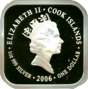 Cook Islands 1 Oz Silver One Dollar "Elizabeth II Square Penny Pattern ...