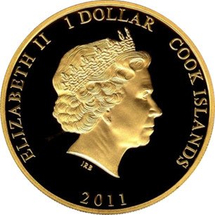 Cook Islands Copper-Nickel plated Gold 1 Dollar "Apollo 7 Saturn IVB ...