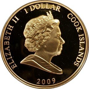 Cook Islands Copper-Nickel plated Gold 1 Dollar "Boot print" 2009 ...