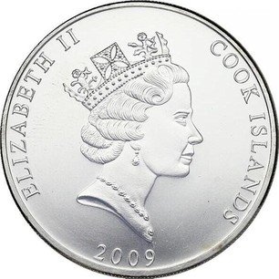 Cook Islands 1 Oz Silver 1 Dollar "Bounty. Gilded" 2009 | coinscatalog.NET