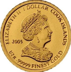 Cook Islands Gold 1 Dollar "Elizabeth II Damasus II" 2005 ...
