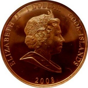 Cook Islands Gold plated Copper-Nickel 1 Dollar "Elizabeth II Queen ...