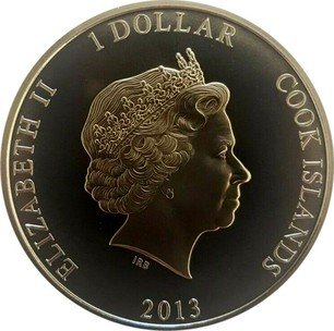 Cook Islands Gold plated Copper 1 Dollar "Elizabeth II Queen Elizabeth ...