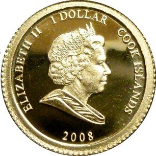 Cook Islands Gold 1 Dollar "Elizabeth II Royal Lion" 2008 ...