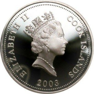 Islas Cook 1 Oz Plata 2 Dólares "Isabel II Año de la Cabra" 2003 ...