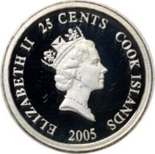 Cook Islands Silver 25 Cents "Elizabeth II 1813 Australian Dump" 2005 ...