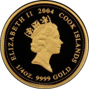Cook Islands 1/4 Oz Gold 25 Dollars "Elizabeth II Hello Kitty" 2004 ...