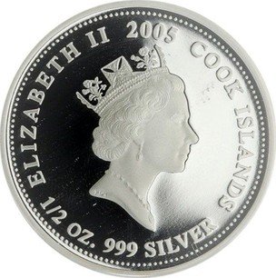 Cook Islands 1/2 Oz Silver 50 Cents "Elizabeth II Miffy 1988" 2005 ...