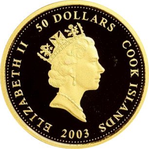 Cook Islands Gold 50 Dollars "Elizabeth II Senichi Hoshino" 2003 ...