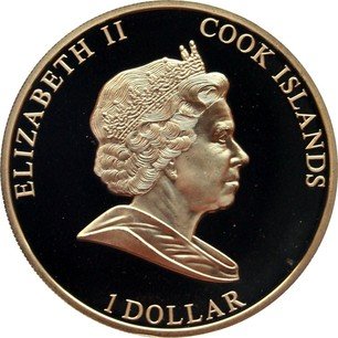 Cook Islands Gold plated Copper 1 Dollar "Elizabeth II Penguin" 2008 ...