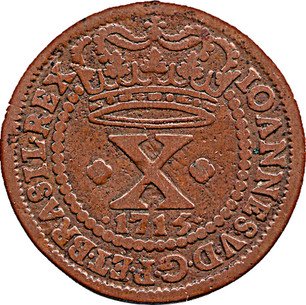 Brazilian Copper 10 Reis "Joao V" 1715-1720 KM# 108 | coinscatalog.NET