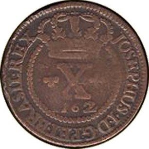 Cobre Brasileño 10 Reis "José I" 1762 KM# 165,2 | coinscatalog.NET