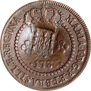 Cobre Brasileño 10 Reis "Moneda Contramarcada María I" 1809 KM# 264.2 ...