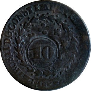 Brazilian Copper 10 Reis "Countermarked Coinage" 1835 KM# 428.2 ...