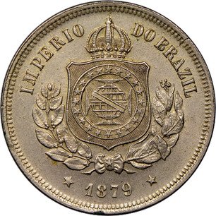 Brazilian Copper-Nickel 100 Reis "Pedro II" 1871-1885 KM# 477 ...