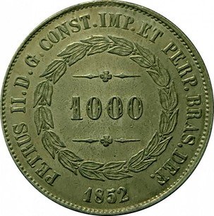 Brazilian Silver 1000 Reis "Pedro II" 1849-1852 KM# 459 | coinscatalog.NET