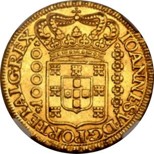 Brazilian Gold 10000 Reis "Joao V" 1724-1727 KM# 116 | coinscatalog.NET