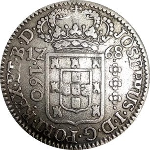 Brazilian Silver 160 Reis "Jose I" 1768-1776 KM# 191.2 | coinscatalog.NET