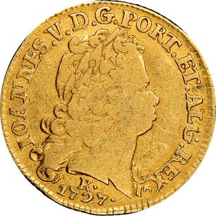 Brazilian Gold 1600 Reis "Joao V" 1727-1730 KM# 126 | coinscatalog.NET