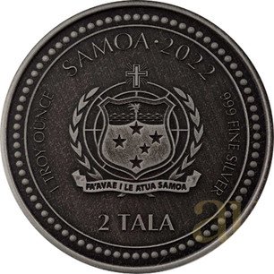 Samoan Silver 2 Tala "Sea Dragon. Antiqued" 2022 | coinscatalog.NET
