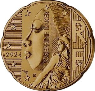 French Nordic Gold 20 Euro Cent "Josephine Baker" 2024 KM# 3324 ...