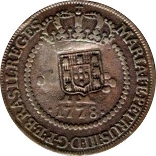 20 Reis de Cobre Brasileño "Moneda Contramarcada de María I y Pedro III ...
