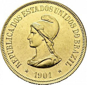 Brazilian Gold 20000 Reis "Liberty. Republic" 1889-1922 KM# 497 ...